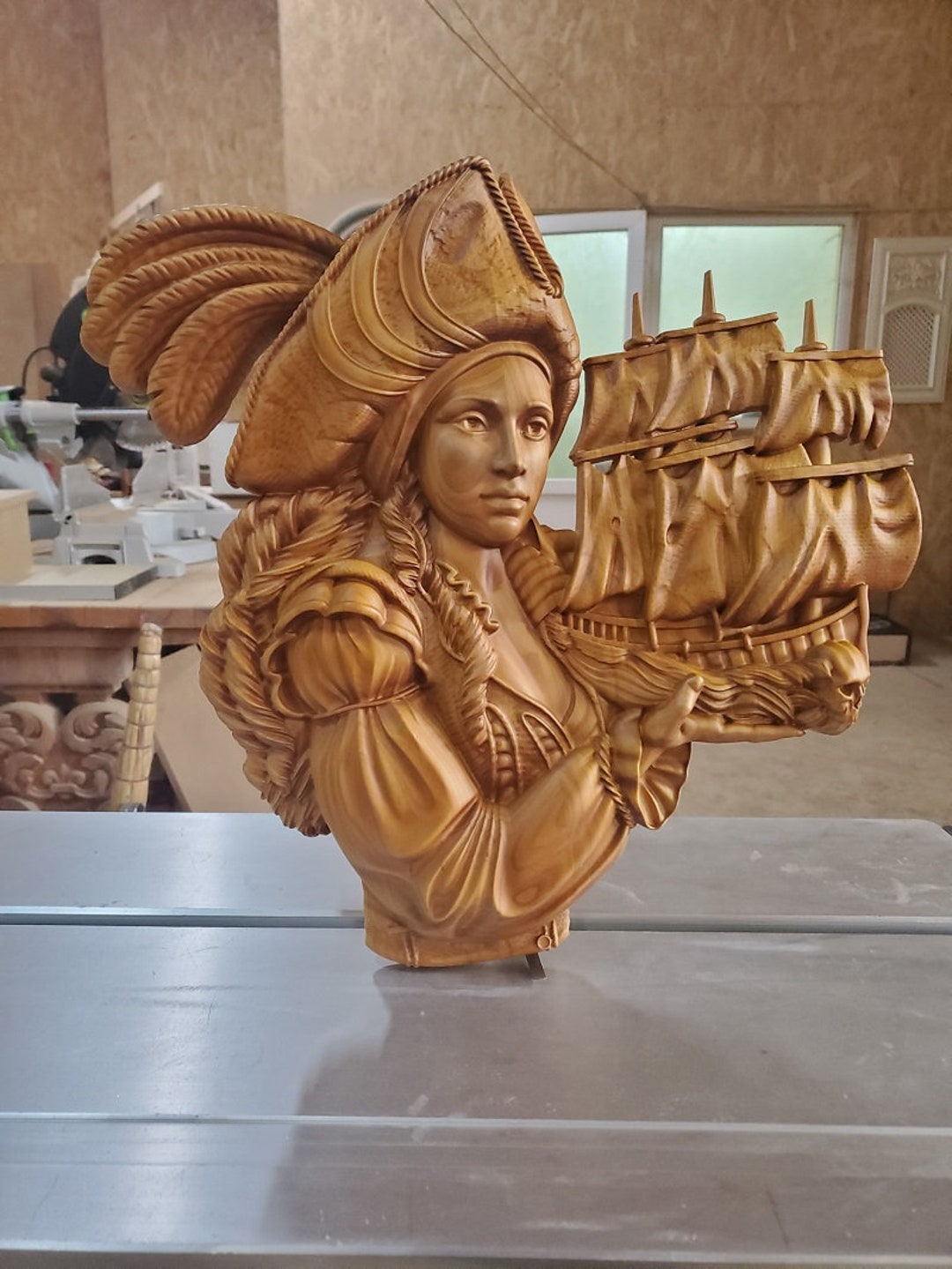 Pirate Carved on Wood, Wood Carving Pirate, Gift Wall Hanging Pirate ...