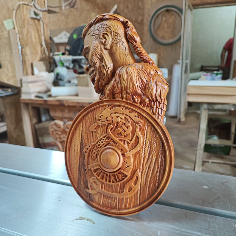 Viking Wood Carved Wood Carving Wood Sculpture Wood - Etsy