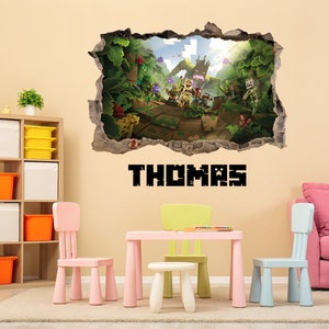 3D Effect Gamer Inspired Minecraft Personalised Gaming Wall Sticker ...