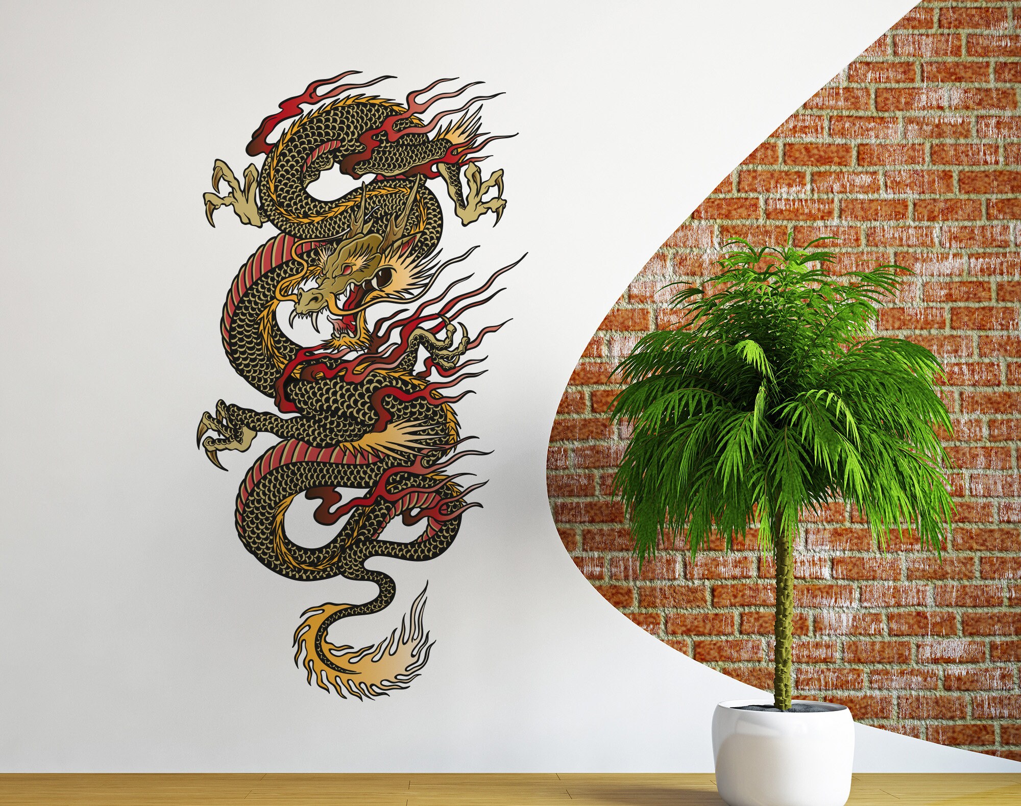 Chinese Dragon Wall Art Sticker Vinyl Decal Home Decor Indoor Etsy