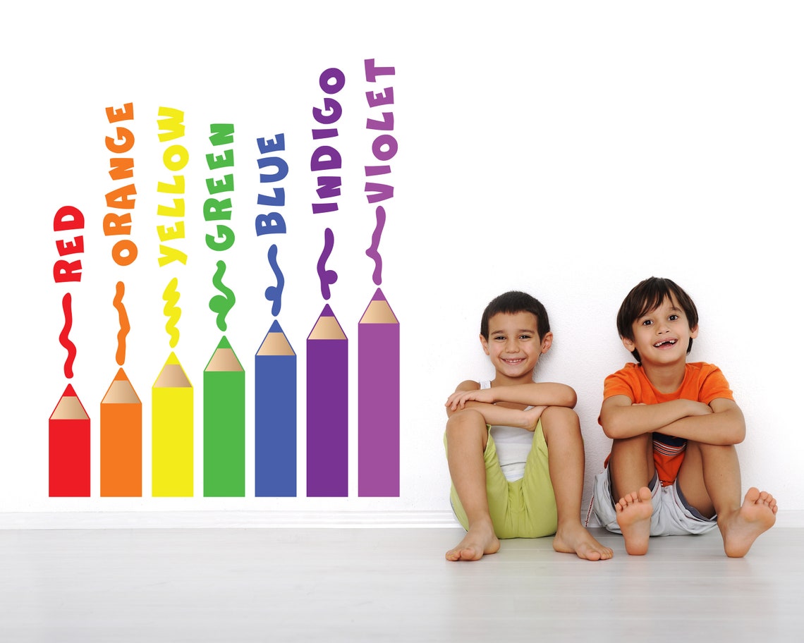 Colours Wall Decal Colorful Crayons Sticker Education Decal - Etsy