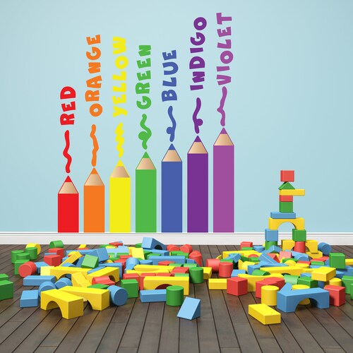 Colours Wall Decal Colorful Crayons Sticker Education Decal - Etsy