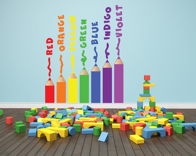 Colours Wall Decal Colorful Crayons Sticker Education Decal - Etsy
