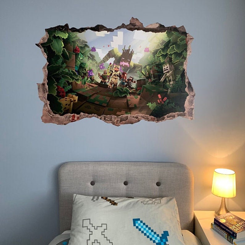 3D Effect Gamer Inspired Minecraft Personalised Gaming Wall - Etsy UK