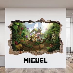 3D Effect Gamer Inspired Minecraft Personalised Gaming Wall Sticker ...