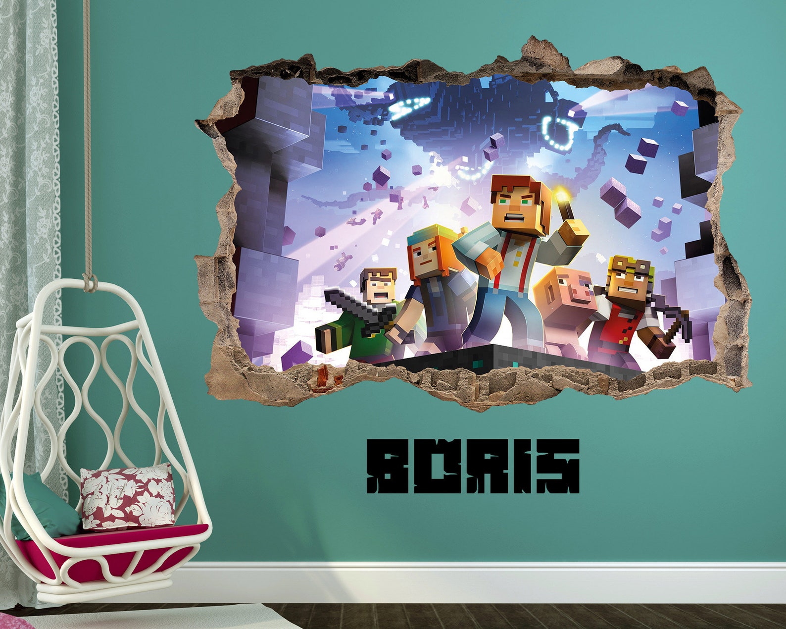 3D Effect Gamer Inspired Minecraft Personalised Gaming Wall - Etsy UK