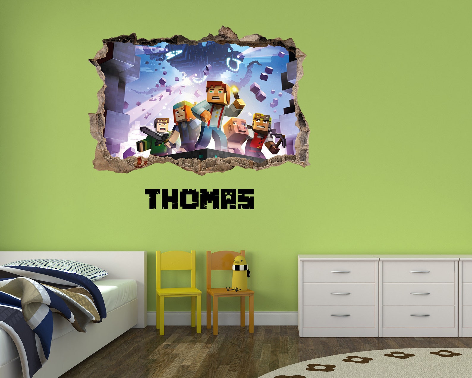 3D Effect Gamer Inspired Minecraft Personalised Gaming Wall - Etsy UK