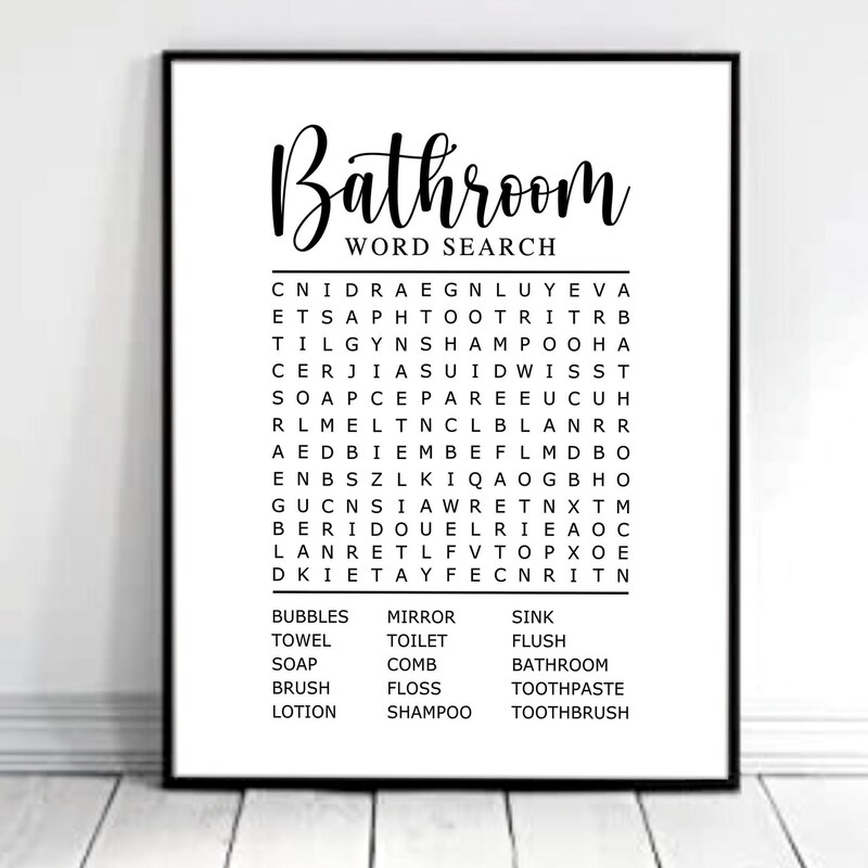 Bathroom Word Search - Etsy