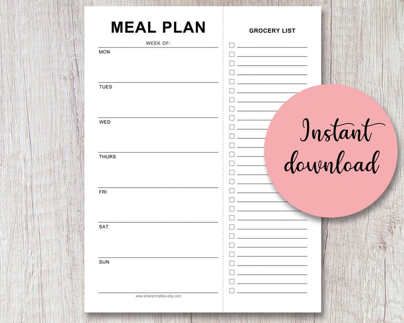 Meal Planner Printable. Meal Plan Printable. Weekly Menu Planner ...