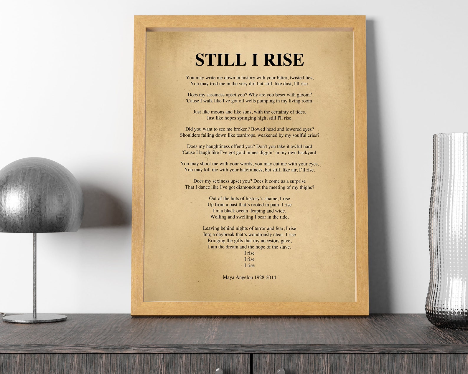 Still I Rise. Maya Angelou Poem. Wall Art. Print. Inspirational ...