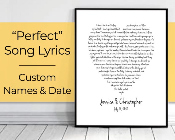 DIGITAL DOWNLOAD Ed Sheeran Perfect Song Lyrics Wall Art Prints Digital ...
