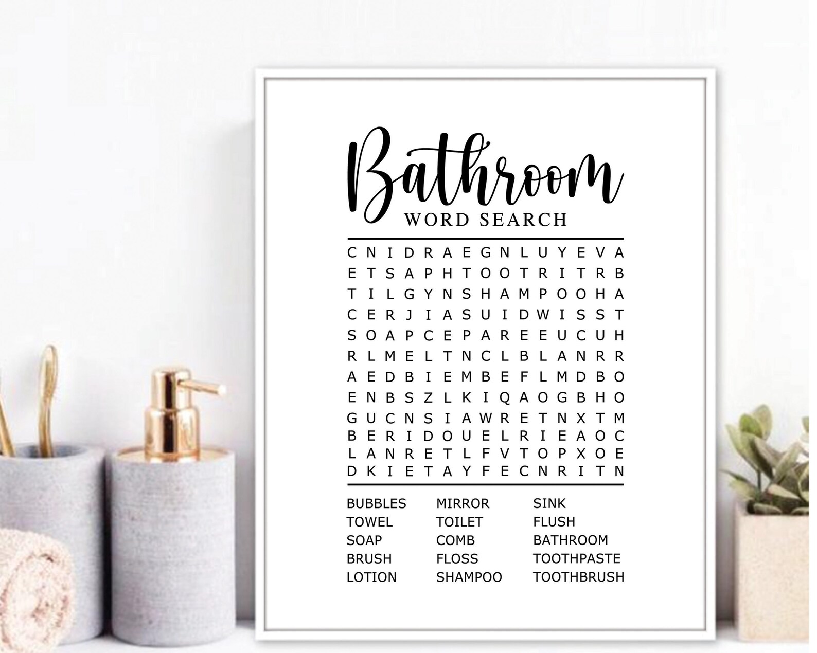 Bathroom Word Search. Bathroom Wall Art. Bathroom Wall Decor. Word ...