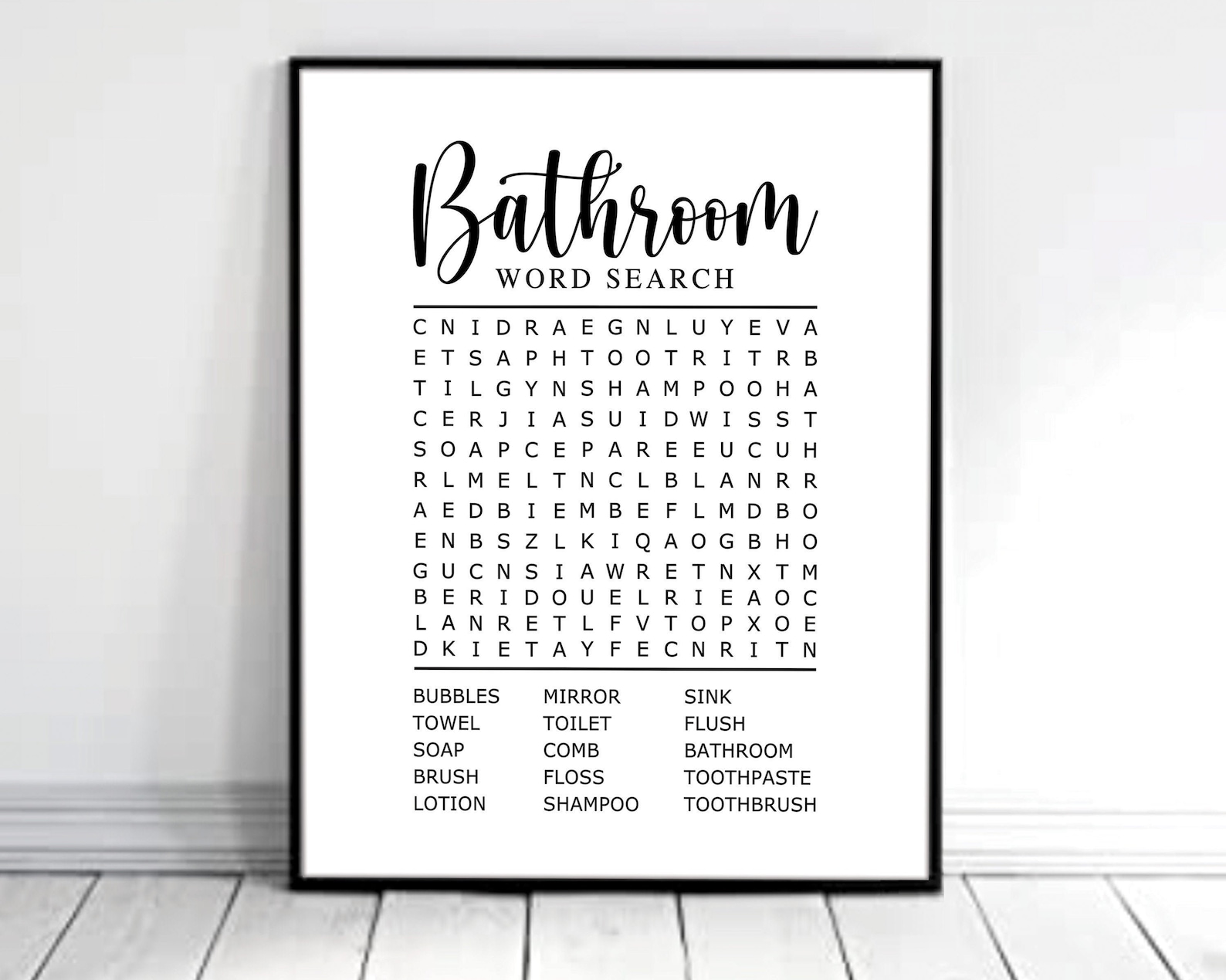 Bathroom Word Search. Bathroom Wall Art. Bathroom Wall Decor. Word ...