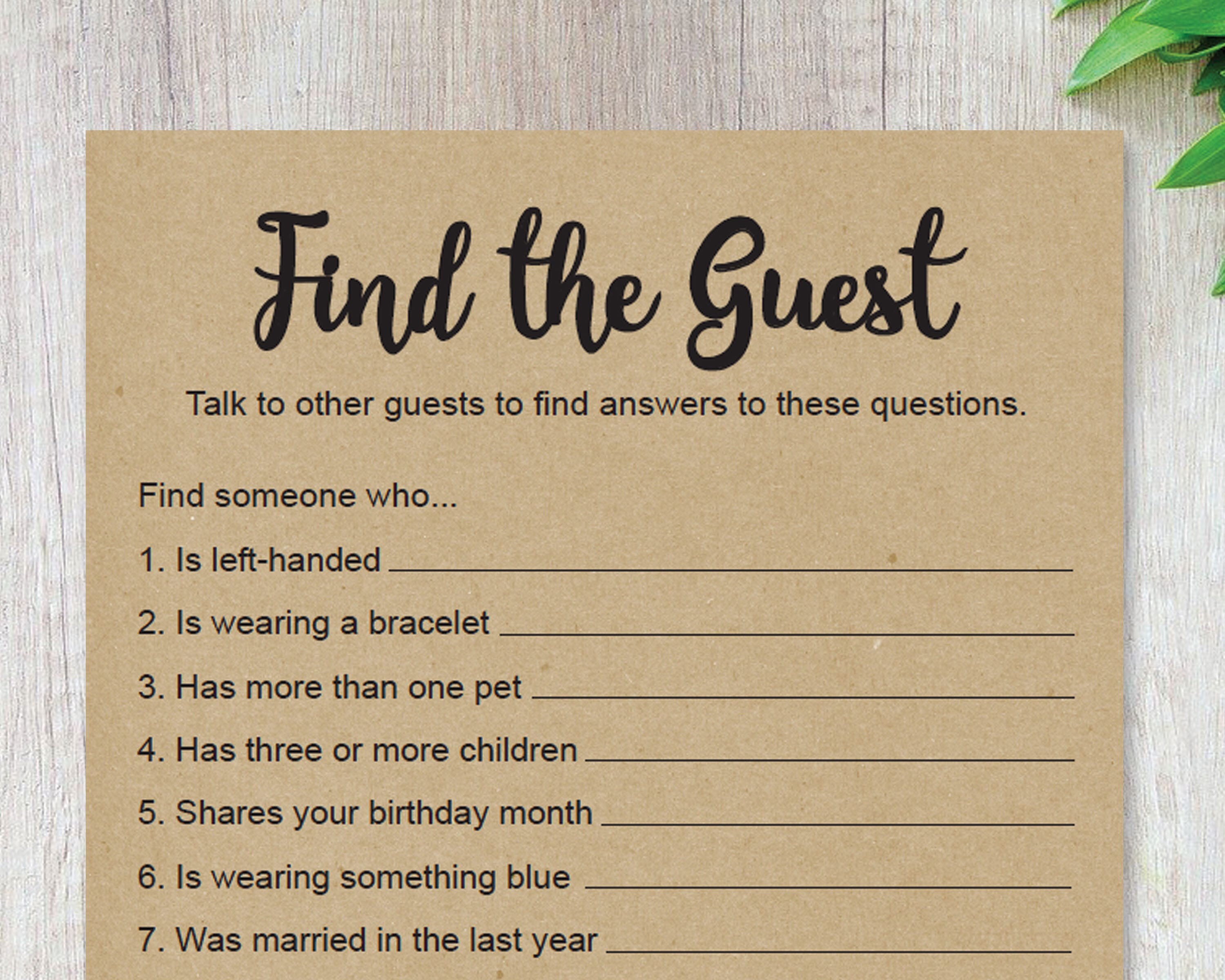 Find the Guest Game. Guess Who Bridal Shower Game. Guest the Guest ...