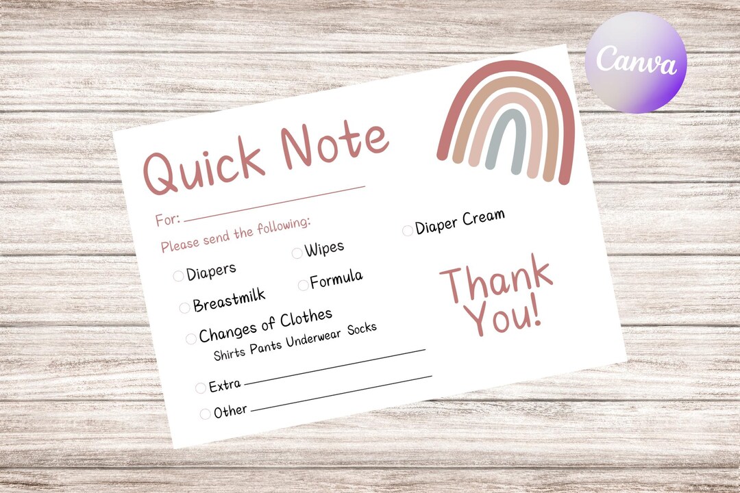 Quick Note Boho Rainbow Customizable Template - Etsy