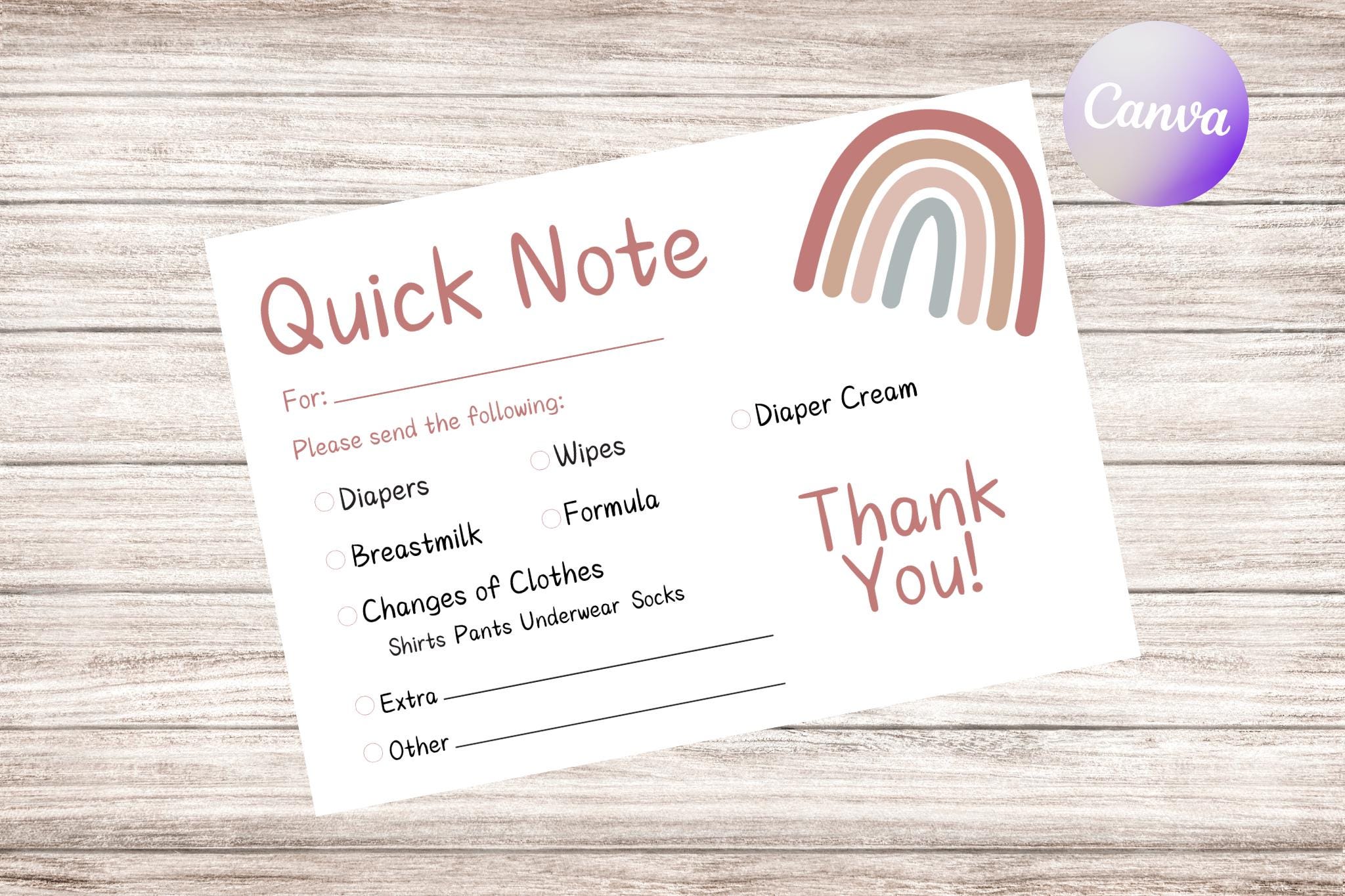 Quick Note Boho Rainbow Customizable Template - Etsy