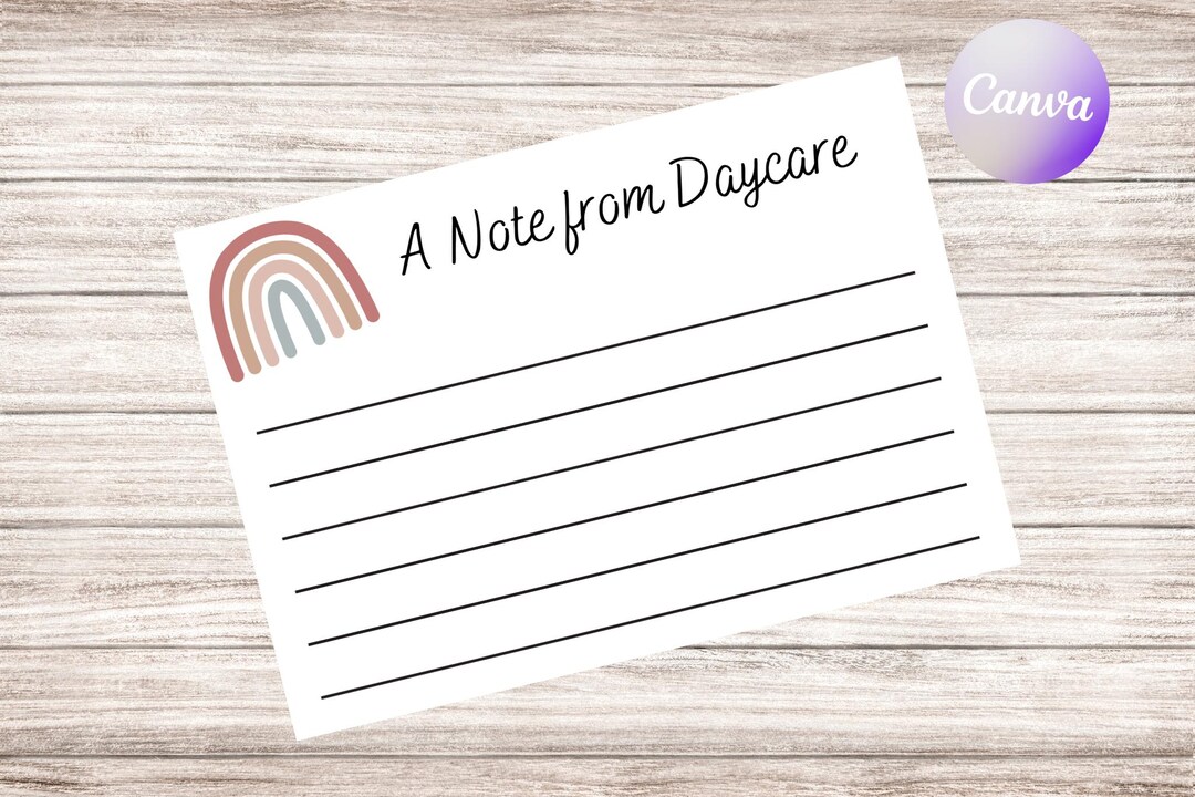 A Note From Daycare Customizable Template Rainbow - Etsy
