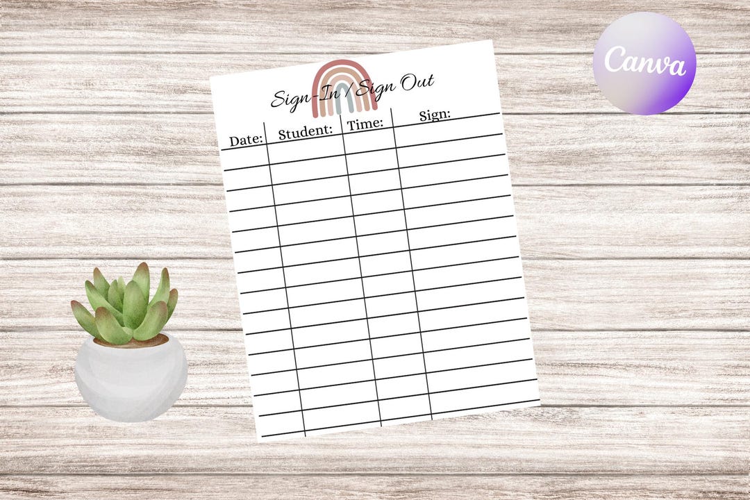 Sign in Sign Out Customizable Template Boho Rainbow for Childcare - Etsy