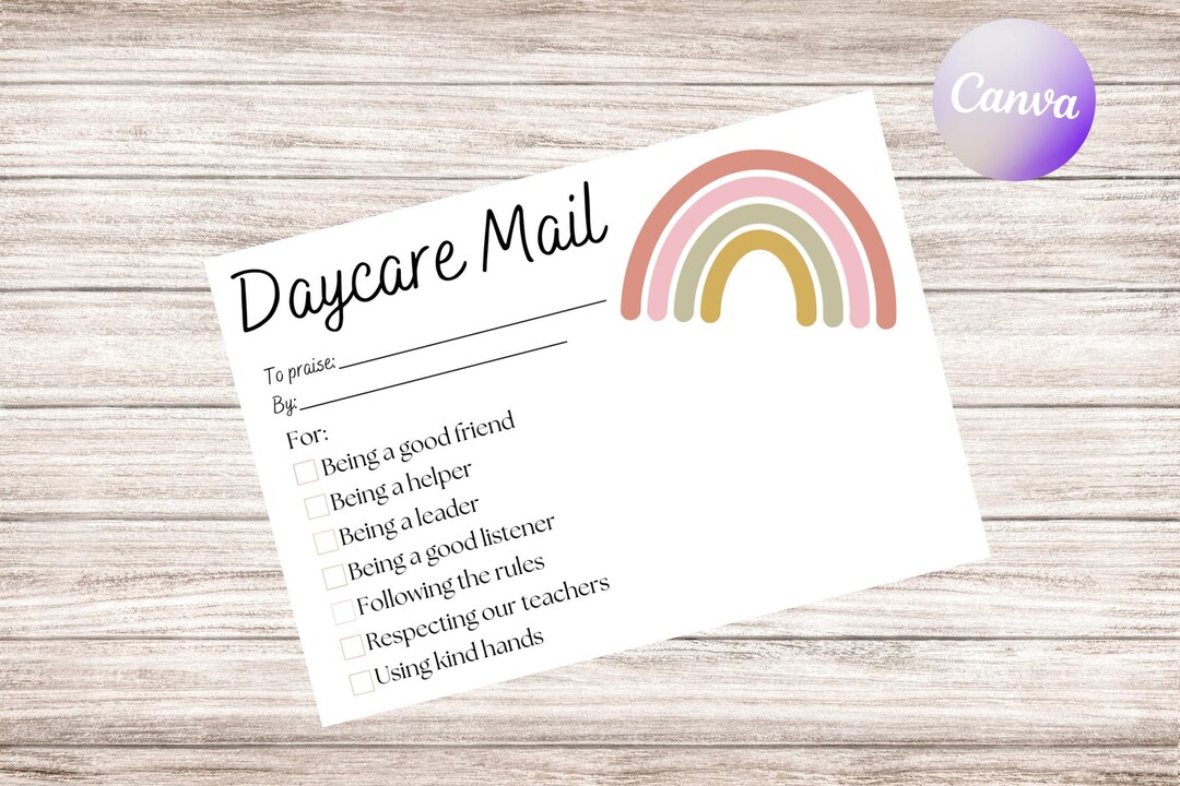 Daycare Mail Customizable Template Rainbow - Etsy