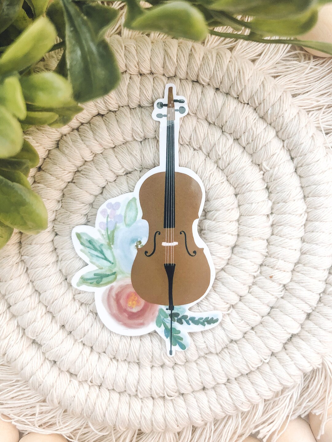 Cello and Floral Waterproof Vinyl Sticker or Magnet - Etsy