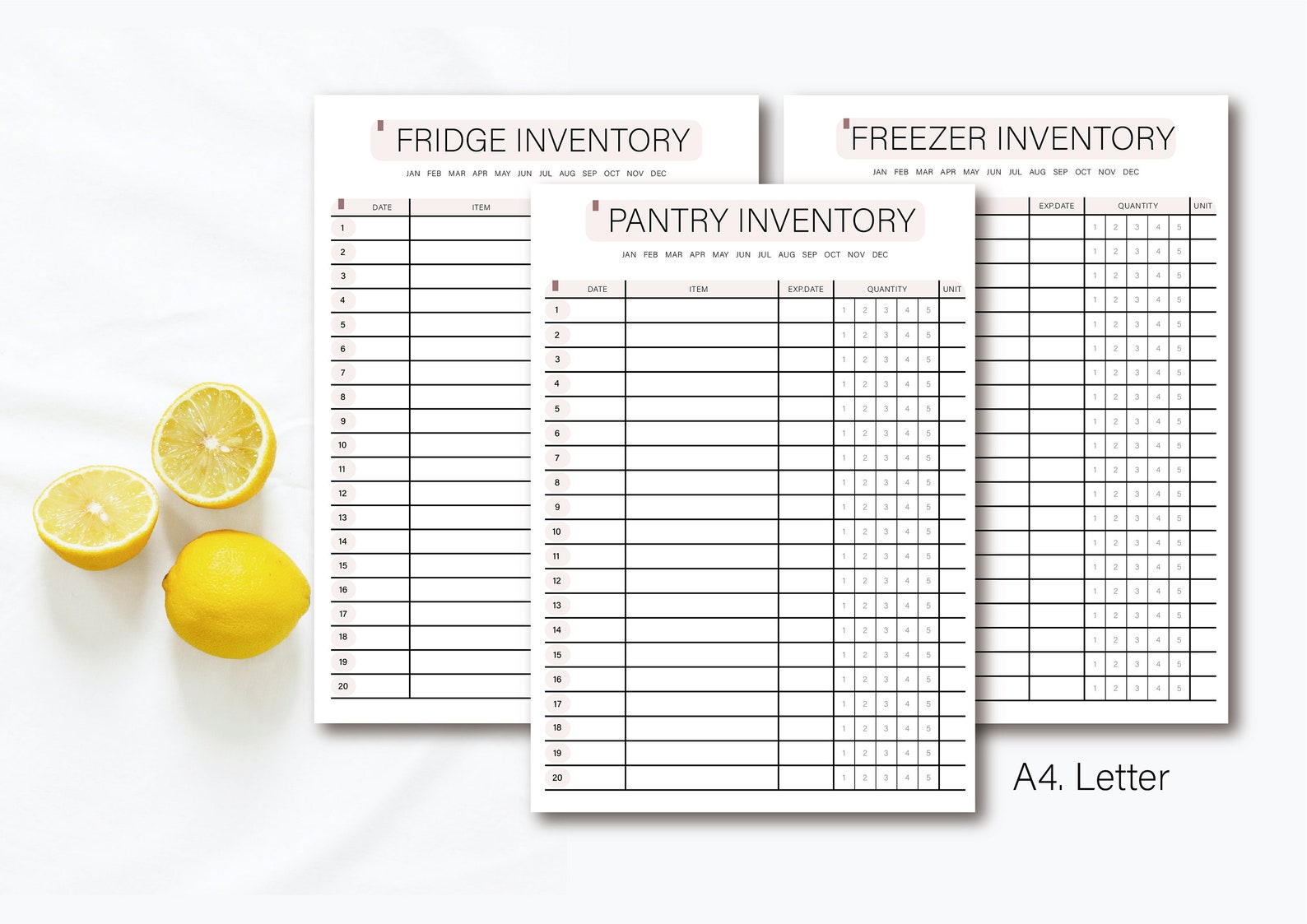 Printable Kitchen Food Inventory Tracker Bundle/ Set of 3/pantry ...