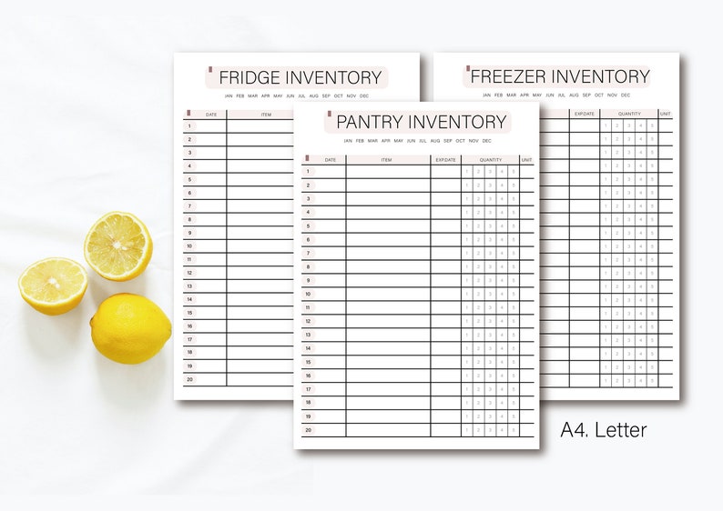 Printable Kitchen Food Inventory Tracker Bundle/ Set of 3/pantry ...