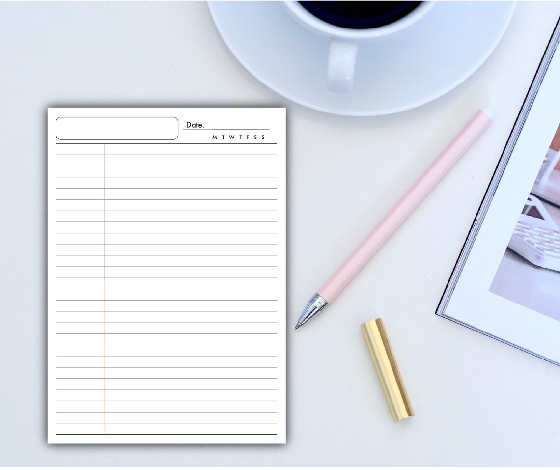 Printable Notes Pad/2 Colors/note Template/ Study Note/ Notebook Paper ...