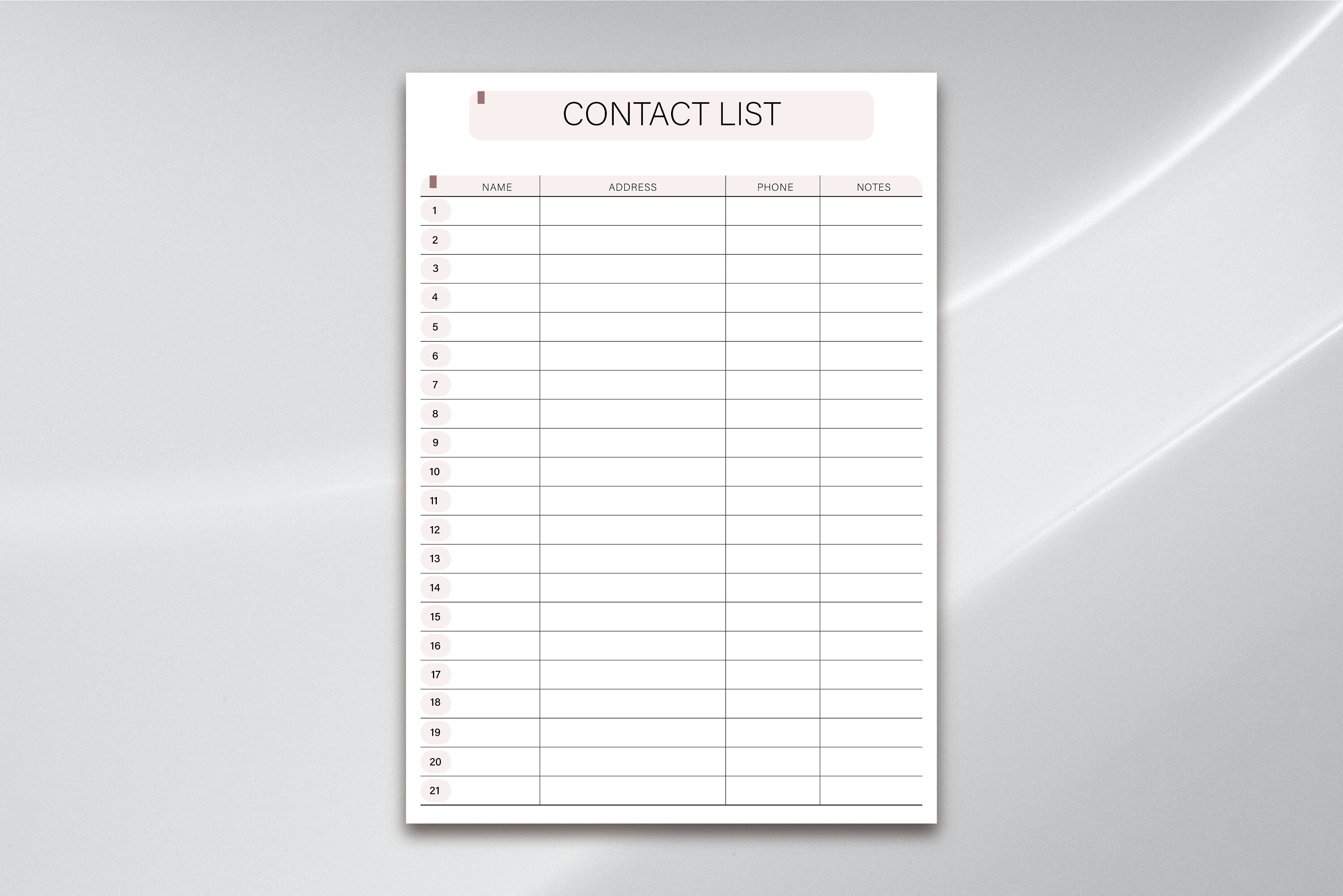 Printable Contact List/ Address Book/ 2 Layouts/ Phone Number List ...