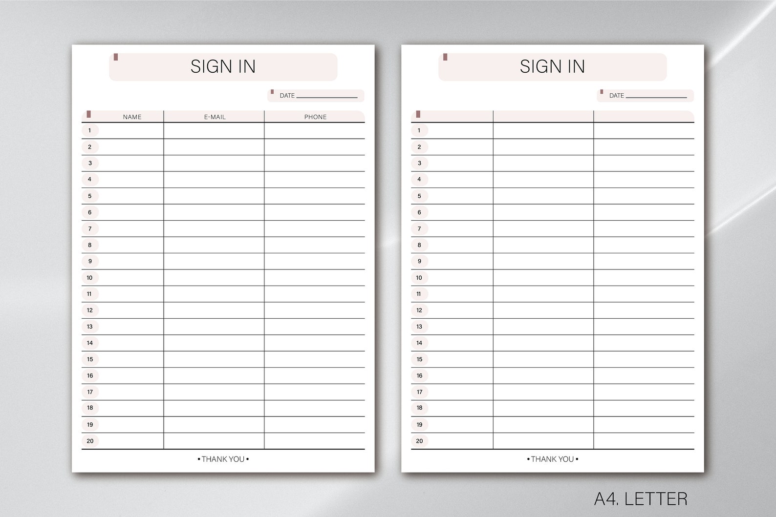 Printable Sign in Sheet/ Sign up List/ 2 Layouts/ Sign in Template ...