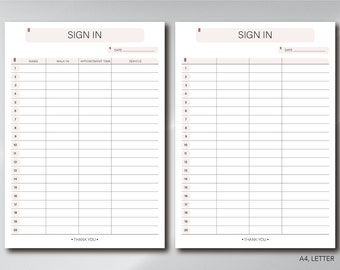 Client Sign in Sheet - Etsy