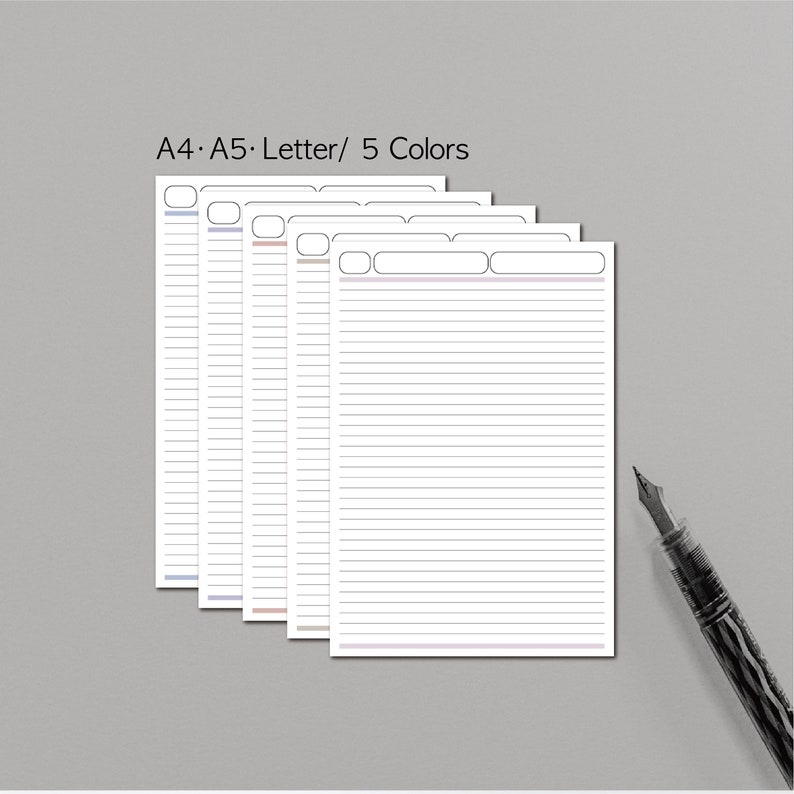 Printable Notes Pad/ Pack of 5/note Template/ Study Note/ Notebook ...