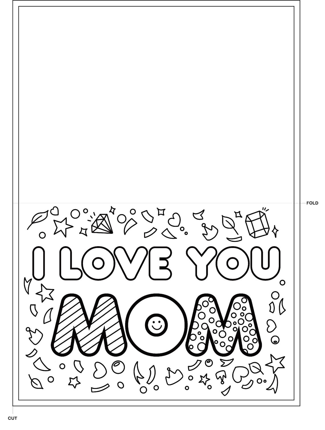 I Love You Mom Coloring Card Envelope Etsy