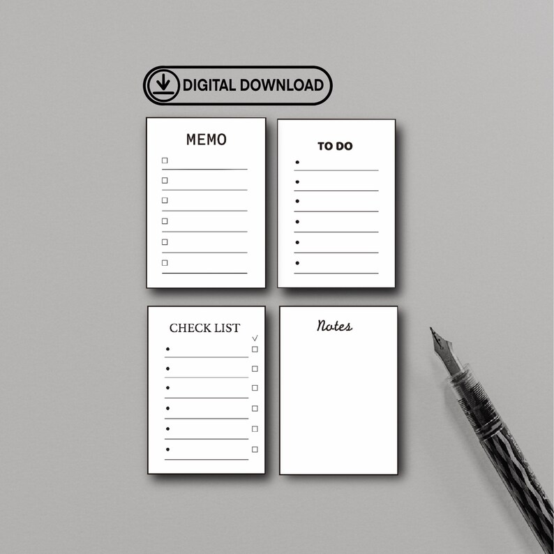 Printable Memo Pad, Memo Sheets, Check List, to Do List, Notes Sheet ...