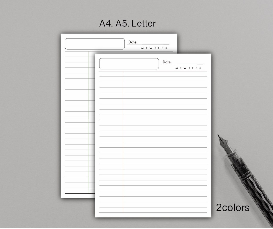 Printable Notes Pad/2 Colors/note Template/ Study Note/ Notebook Paper ...