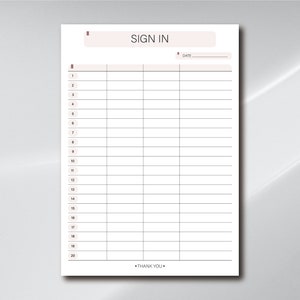 Printable Sign in Sheet/ Sign up List/ 2 Layouts/ Sign in Template ...