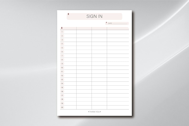 Printable Sign in Sheet/ Sign up List/ 2 Layouts/ Sign in Template ...