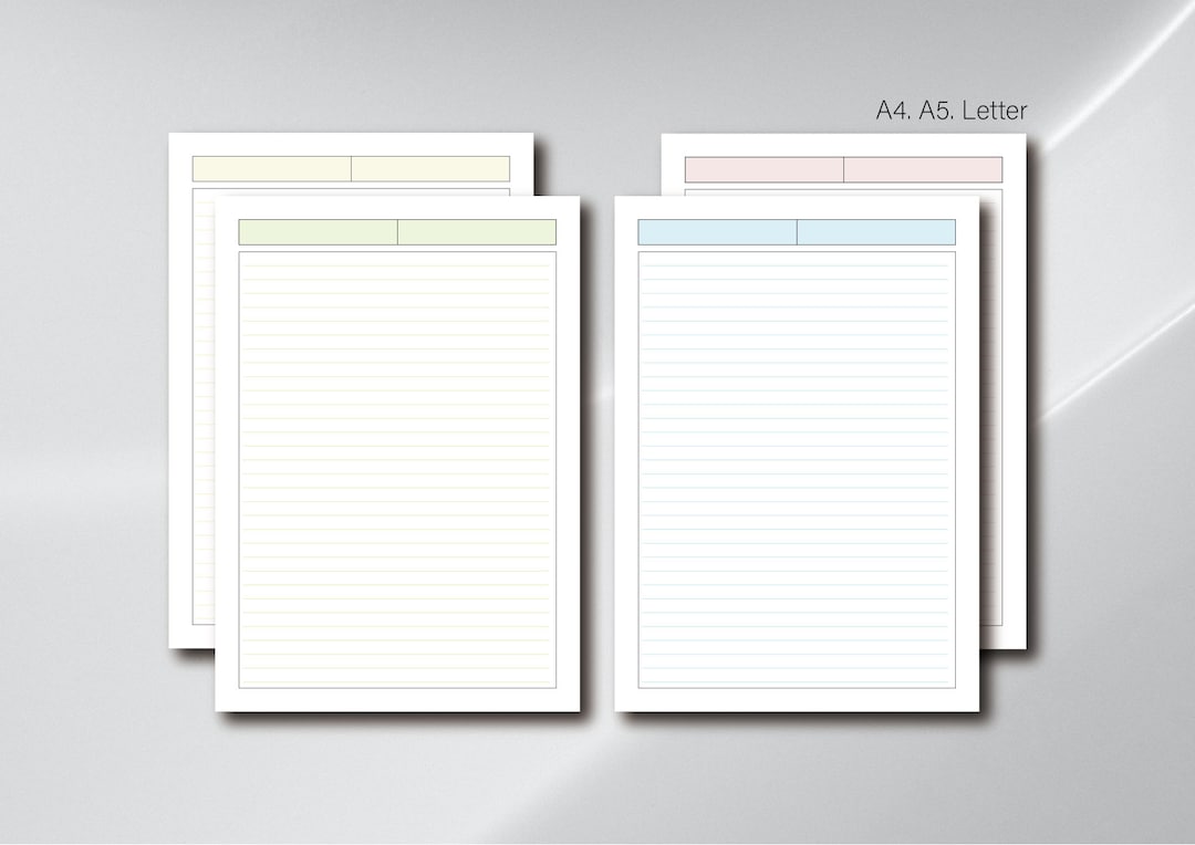 Printable Notes Pad/ Note Template/ Set of 4/ Study Note/ Notebook ...