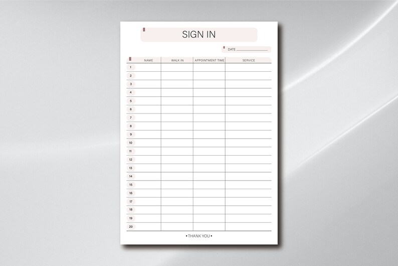 Printable Sign in Sheet/ Sign up List/ 2 Layouts/ Sign in Template ...
