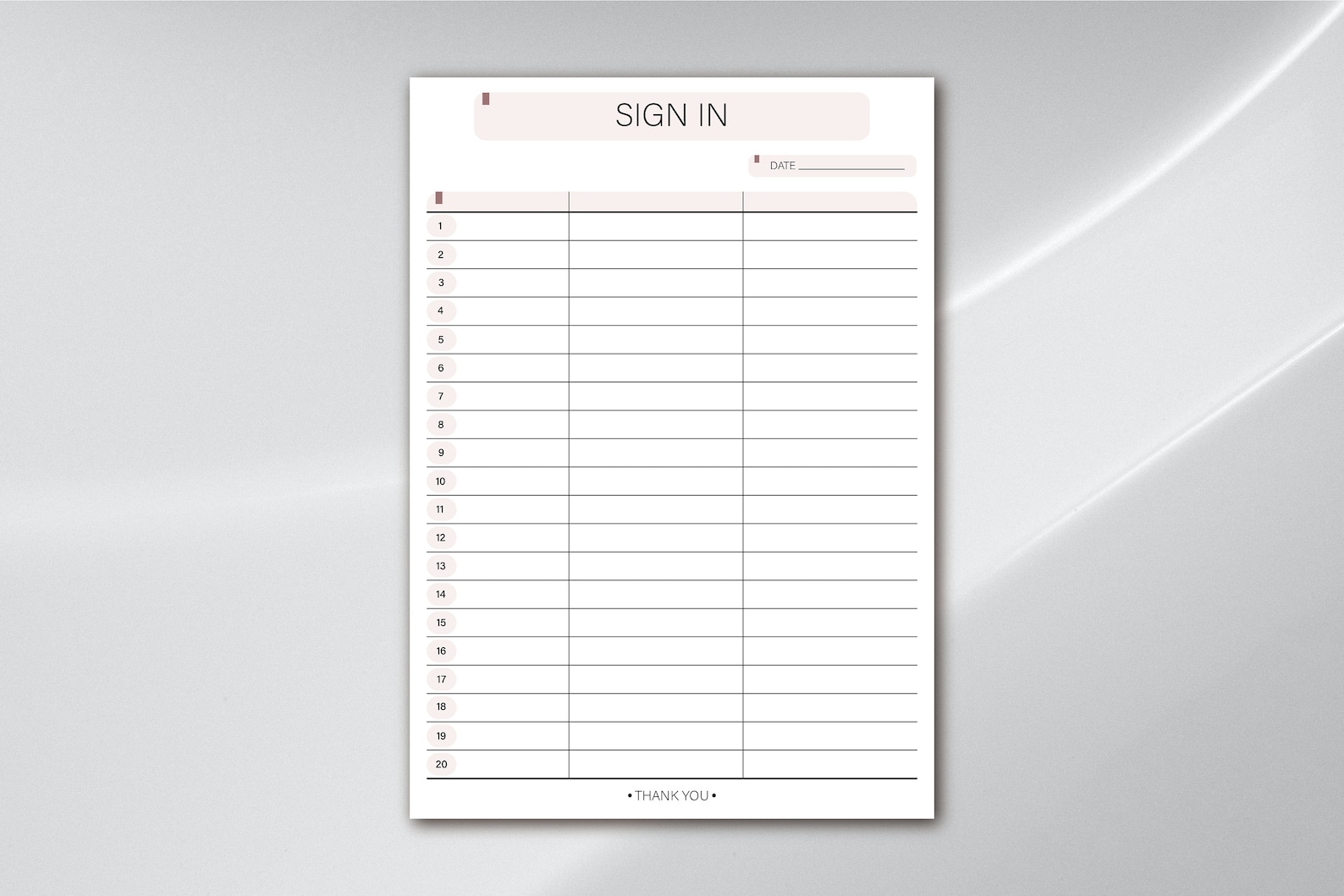Printable Sign in Sheet/ Sign up List/ 2 Layouts/ Sign in Template ...