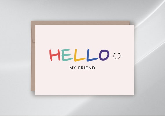 Printable Hello Card/ 5x7 Greeting Card/ With Envelope / Hello | Etsy