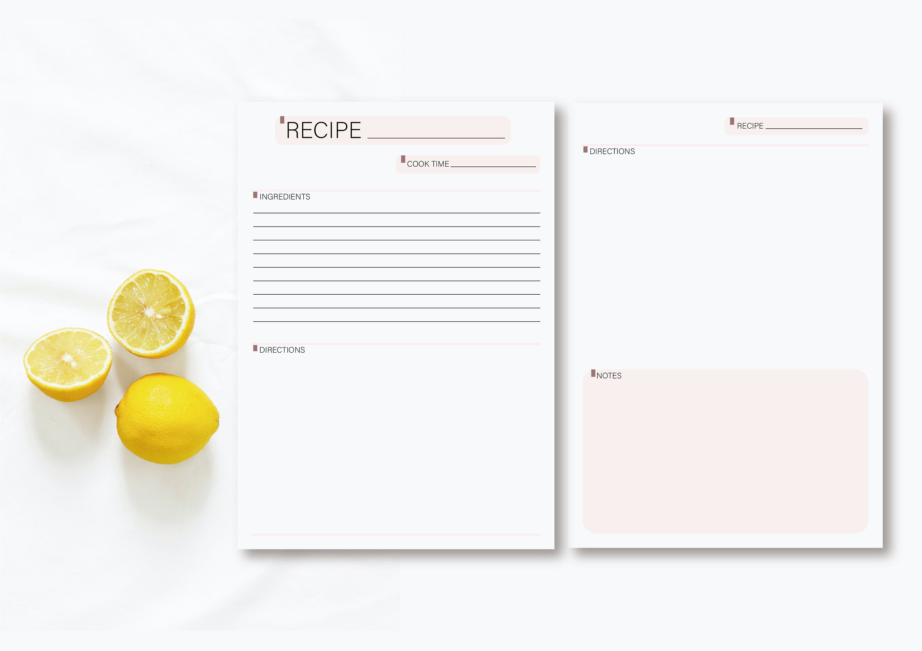 Printable Recipe Pages/ Recipe Template/ Recipe Page Bundle/ A4, Letter ...