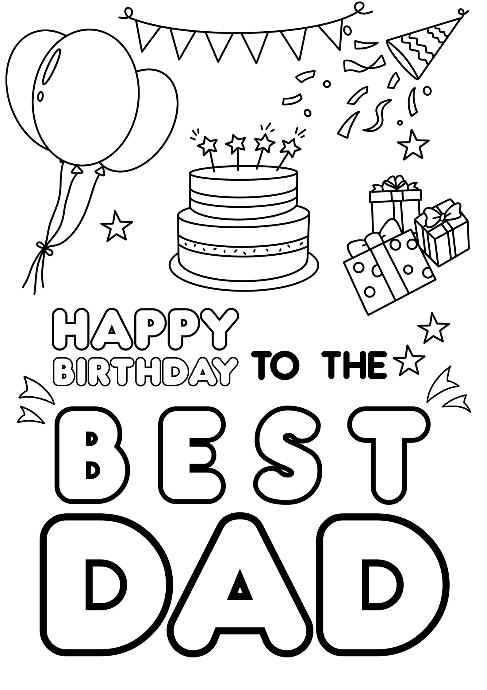 Happy Birthday To The Best Dad Coloring Card Envelope Etsy Happy Birthday To The Best Dad Coloring Card Envelope Etsy