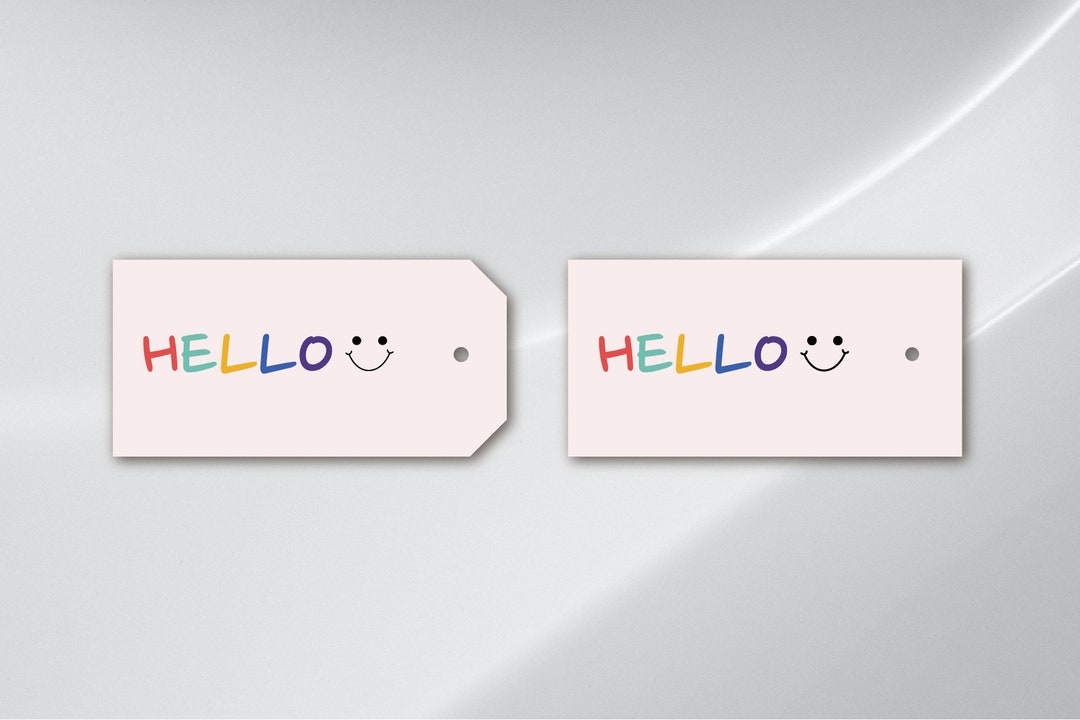 Printable Hello Tag/ 3x1.5inch/ Modern Tag Template/ Set of 2 - Etsy
