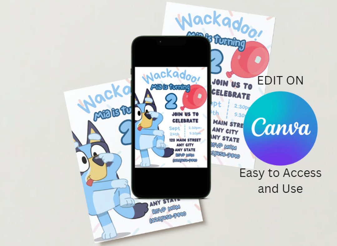 Digital Template*** Bluey Birthday Invitation, Editable, E-invite ...