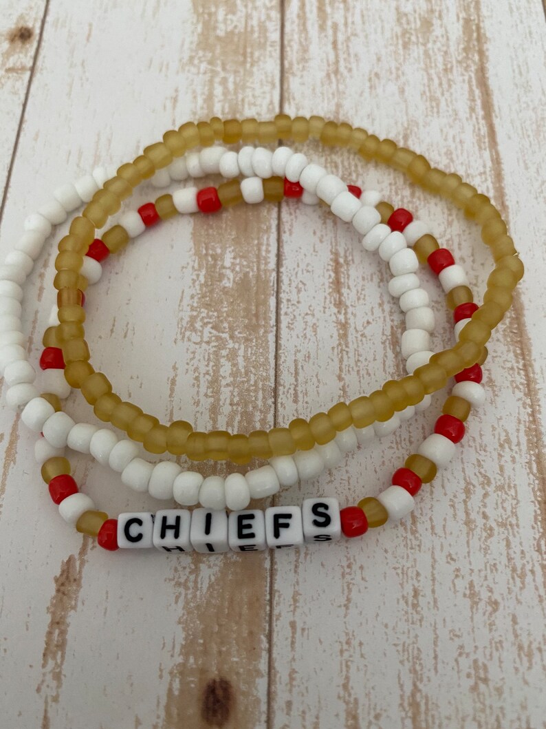 Custom Seed Bead Bracelets,kc Chiefs Seed Bead Bracelets,sports Team ...