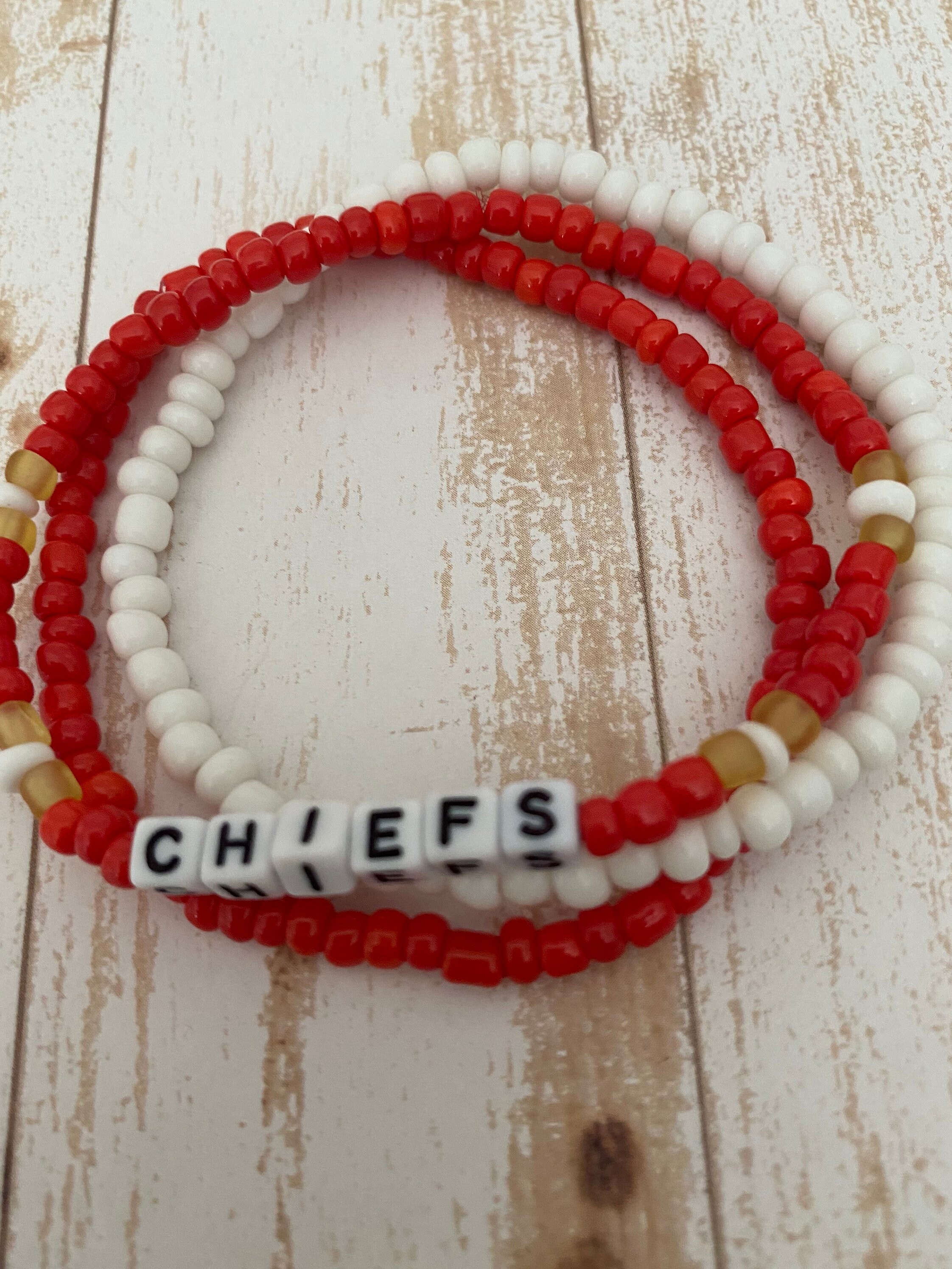 Custom Seed Bead Bracelets,kc Chiefs Seed Bead Bracelets,sports Team ...