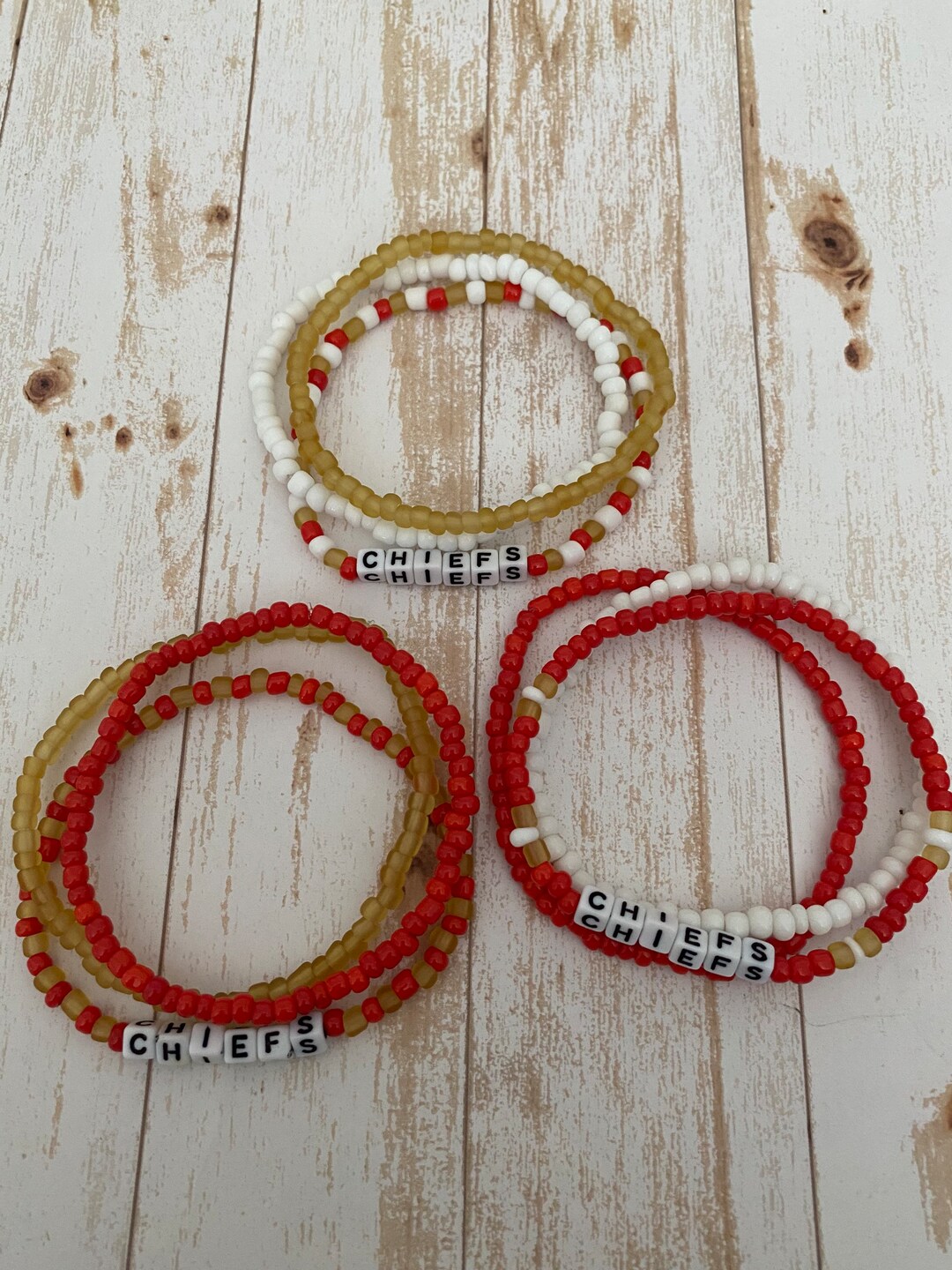 Custom Seed Bead Bracelets,kc Chiefs Seed Bead Bracelets,sports Team ...