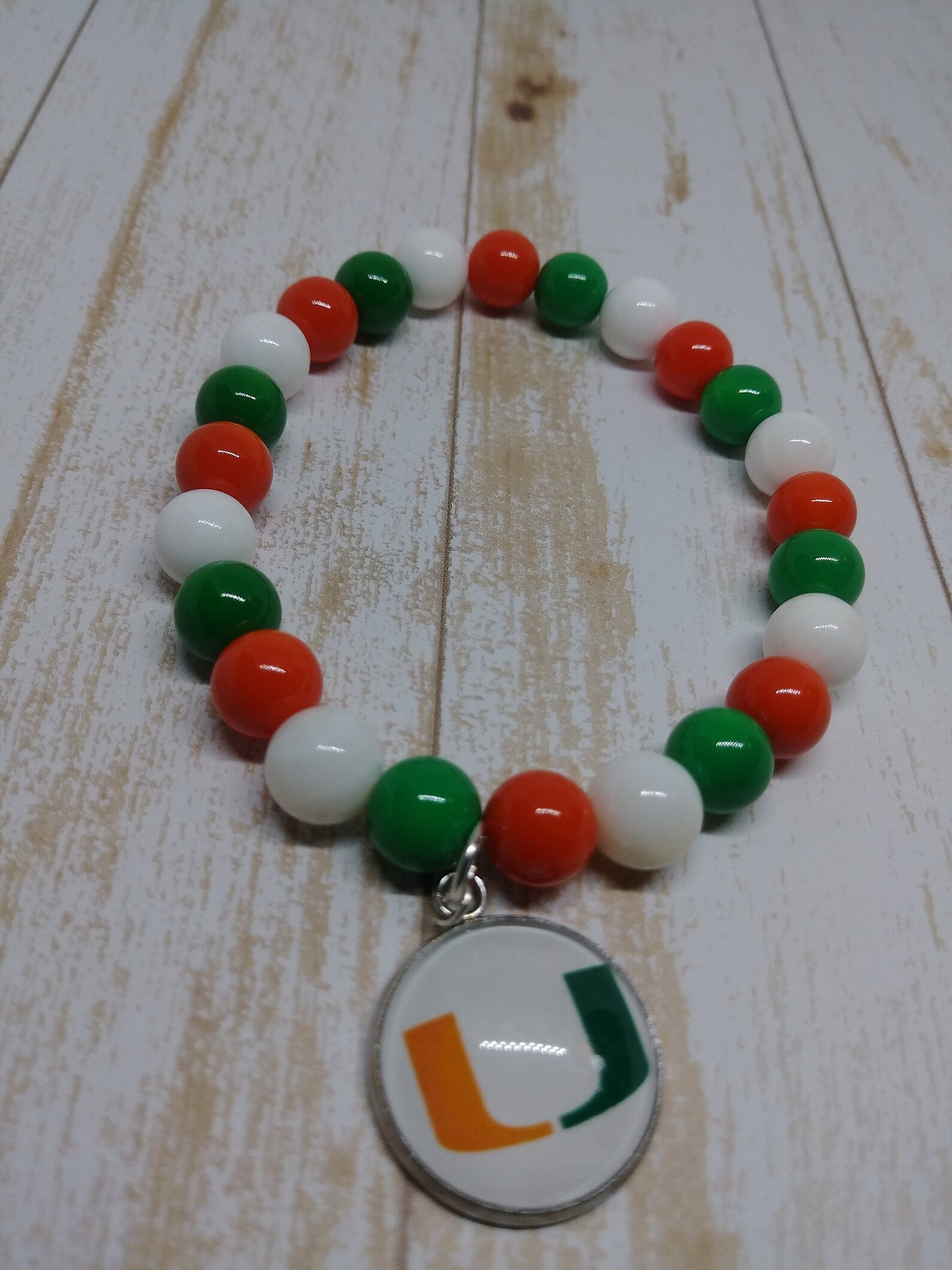 University of Miami Bracelet,miami Hurricanes Charm Bracelet,handmade ...