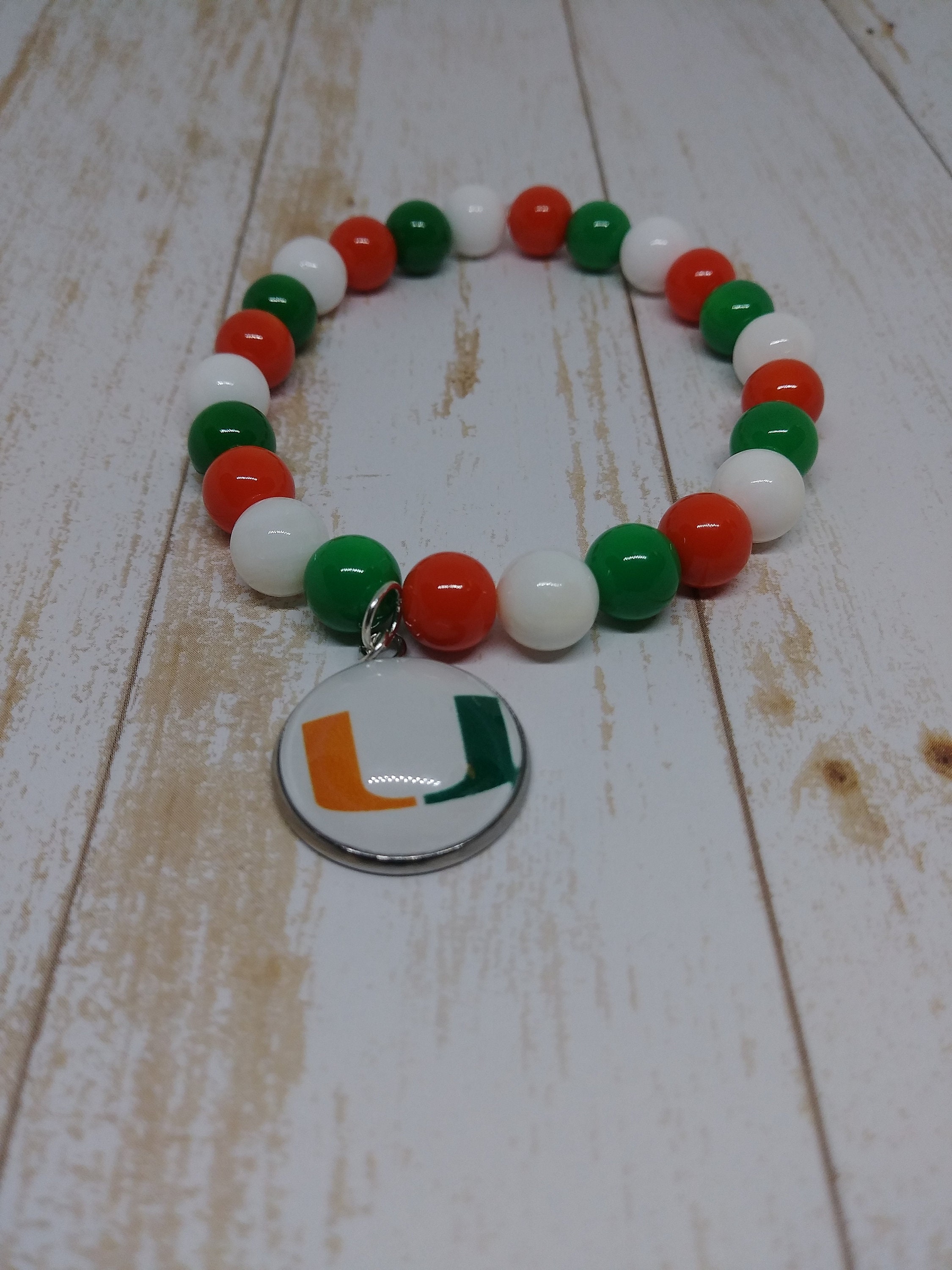 University of Miami Bracelet,miami Hurricanes Charm Bracelet,handmade ...