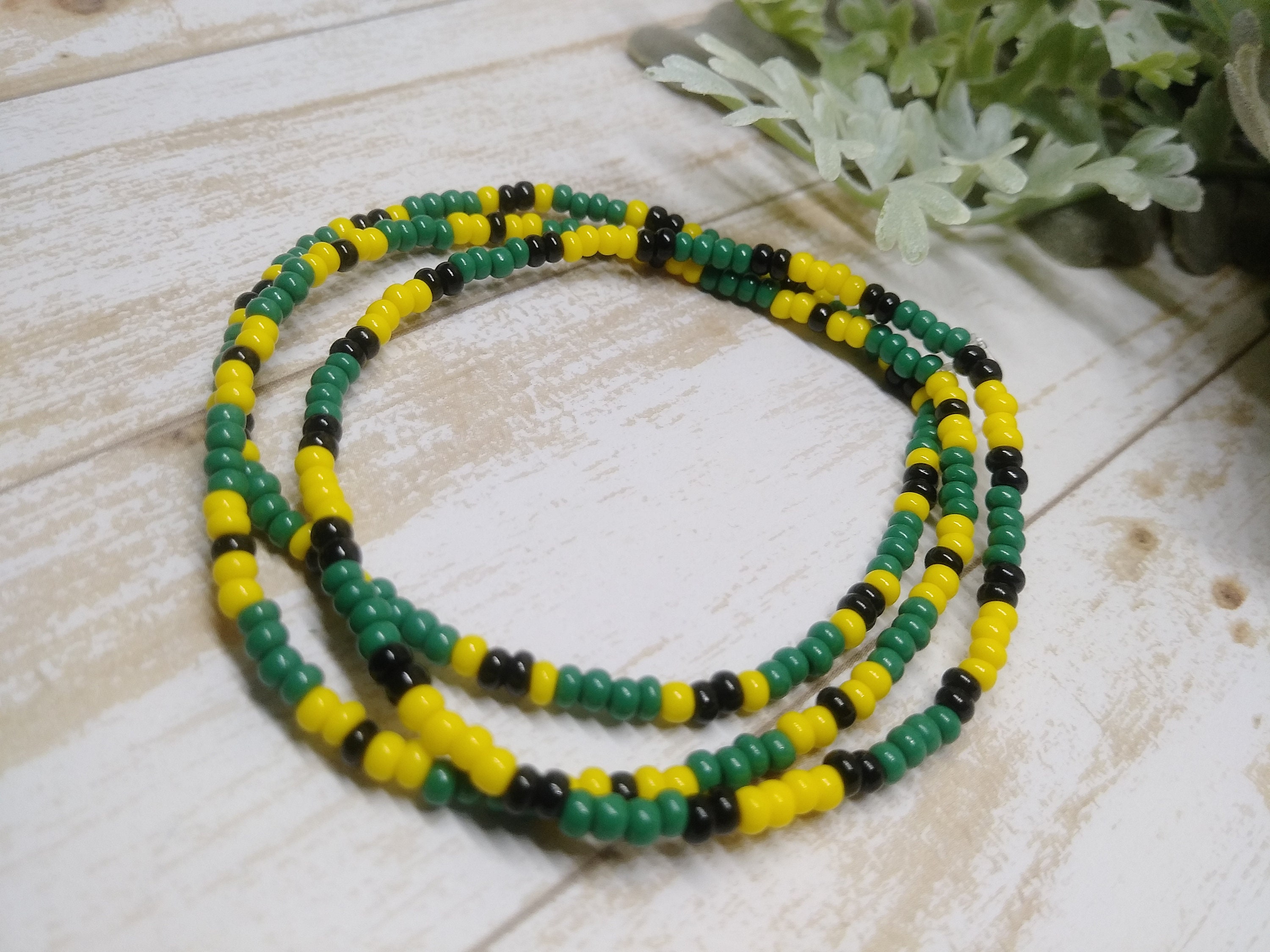 Jamaica Flag Inspired Seed Bead Bracelets,jamaica Flag Bracelets ...